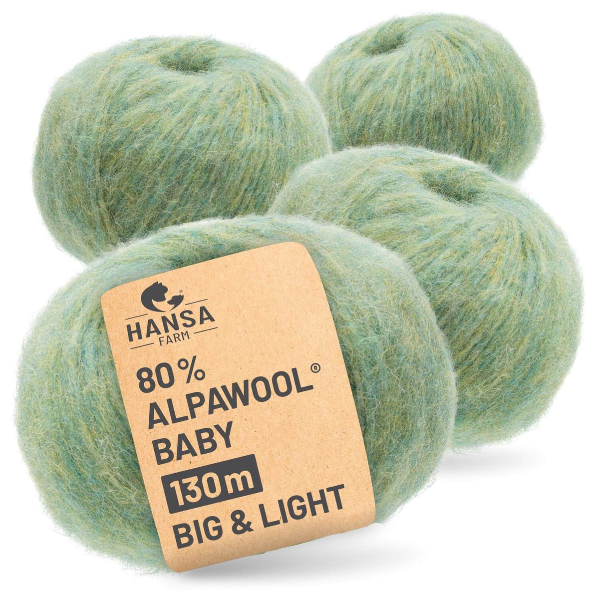 Alpawool® Baby 130 BIG & LIGHT HF283 - 4x50g Alpaca Wool Linden Bl ...